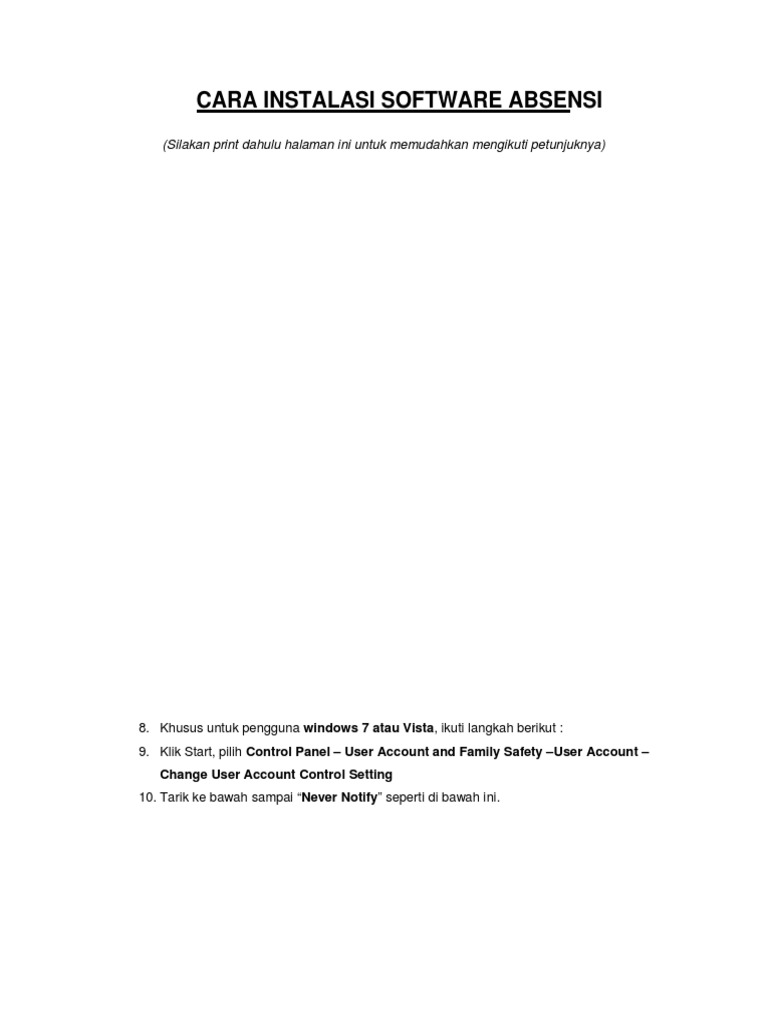Cara Instalasi Software Absensi | PDF