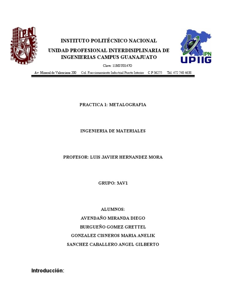 Practica 1 Ing Materiales | PDF