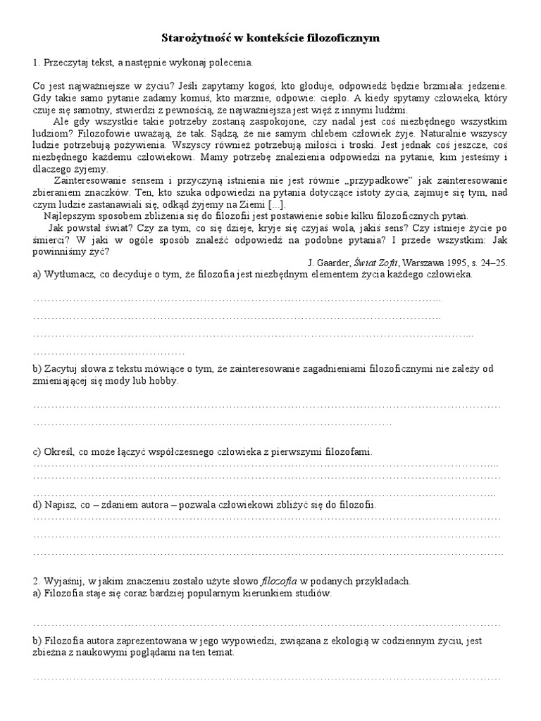 Filozofia Grecka - Karta Pracy | PDF