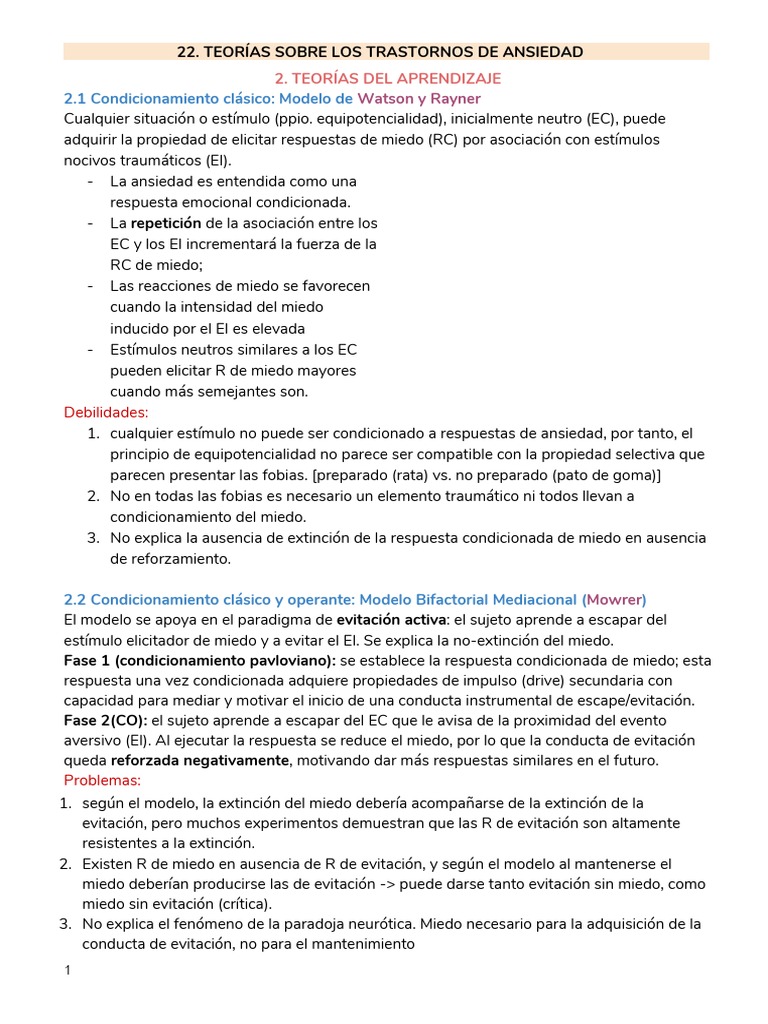 Teorias Ansiedad | PDF | Ansiedad | Las emociones