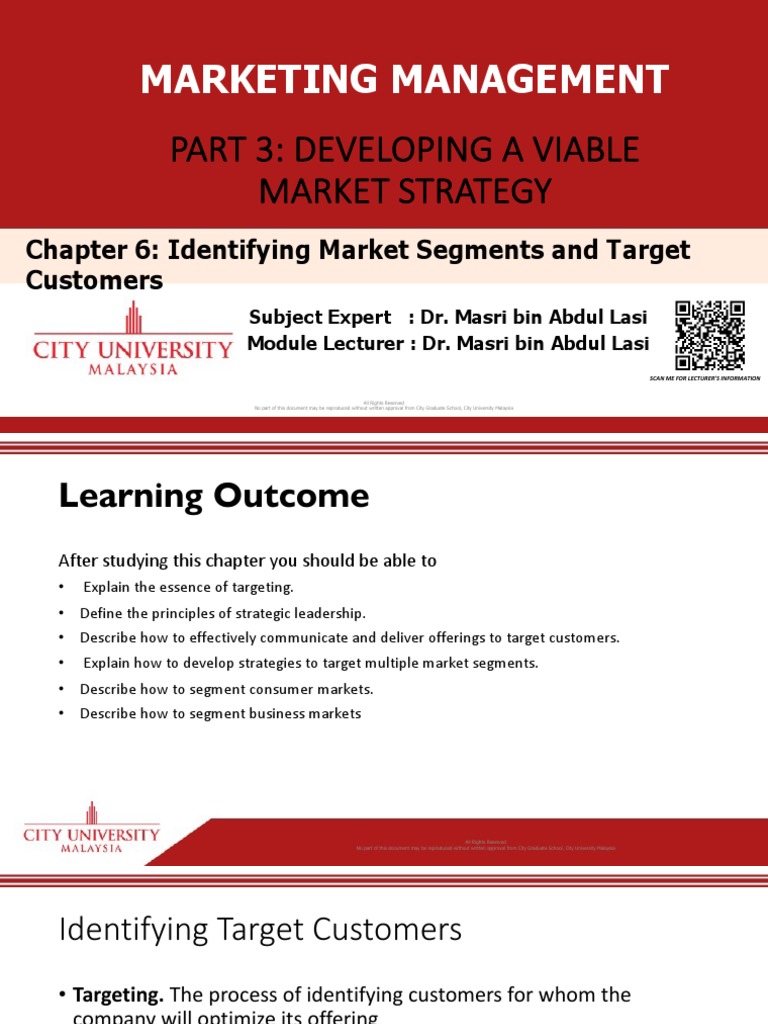 Chapter 6 Identifying Market Segments and Target Customers - WEEK 4 ...