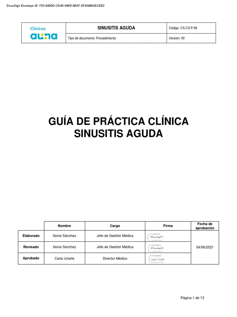 GPC Sinusitis Aguda (Cs - cx.p.06) Rev. 00 | PDF | Causas de la muerte | Salud pública