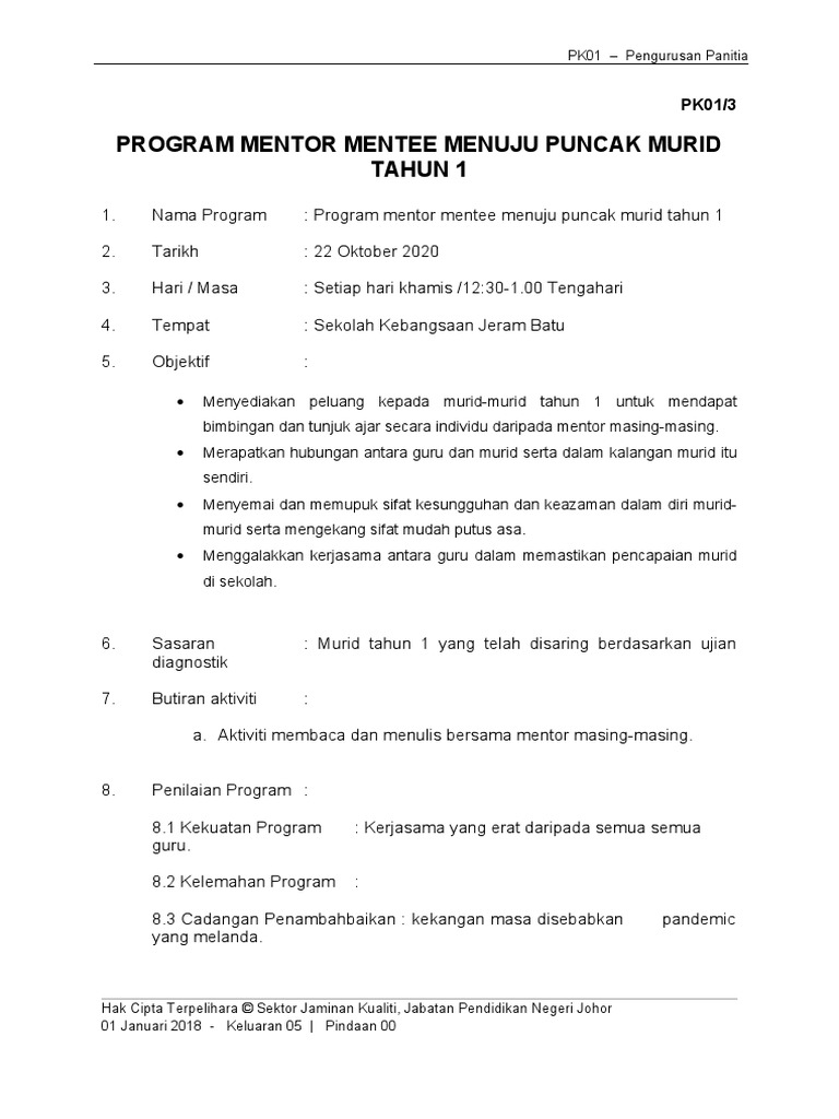 Laporan Mentor Mentee 2020 | PDF