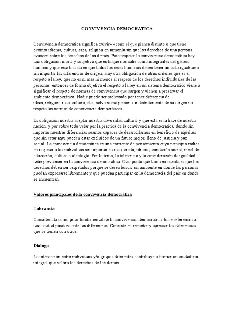 Convivencia Democratica | PDF | Democracia | Ideologías políticas