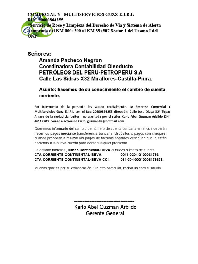 Solicitud de Cambio de Cta Bancaria | PDF