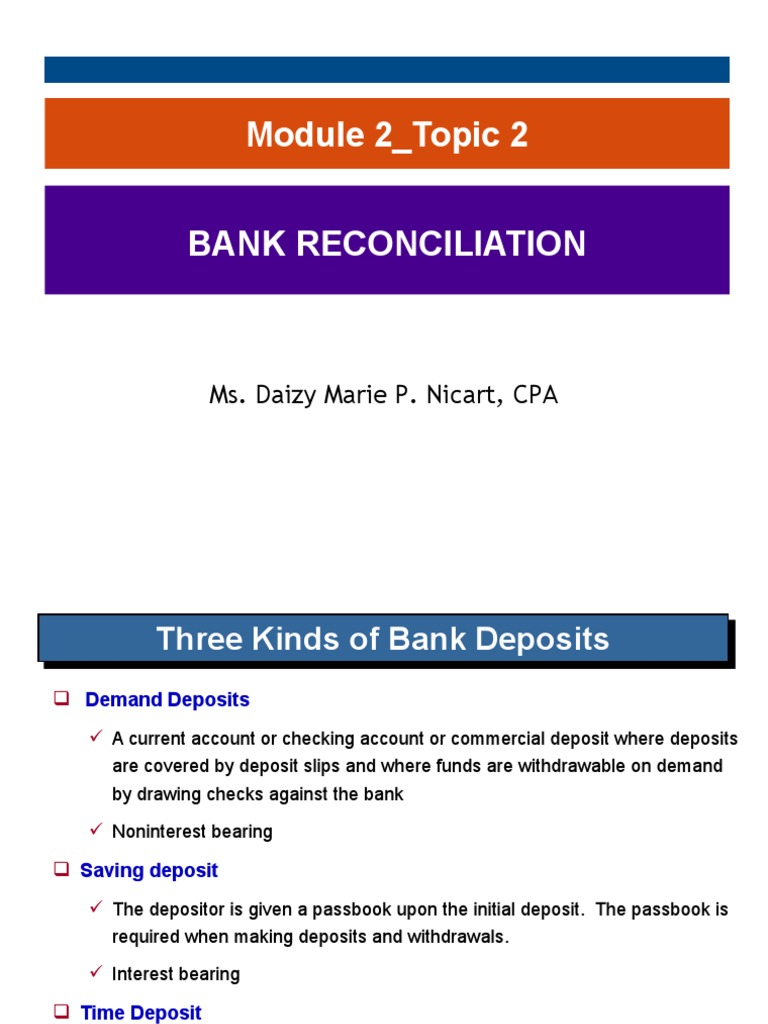 Module 2 - Bank Reconciliation - With Sample Exercises | PDF | Deposit ...