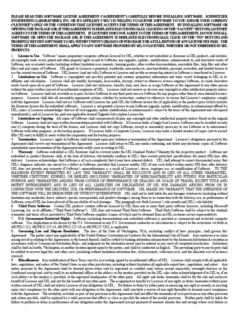 Software License Agreement | PDF | License | Arbitration