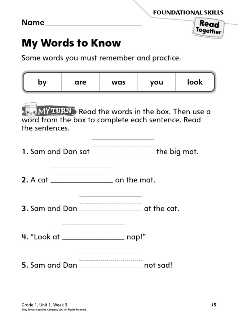 Lesson 3 - Unit 1 - High-Frequency - Words | PDF