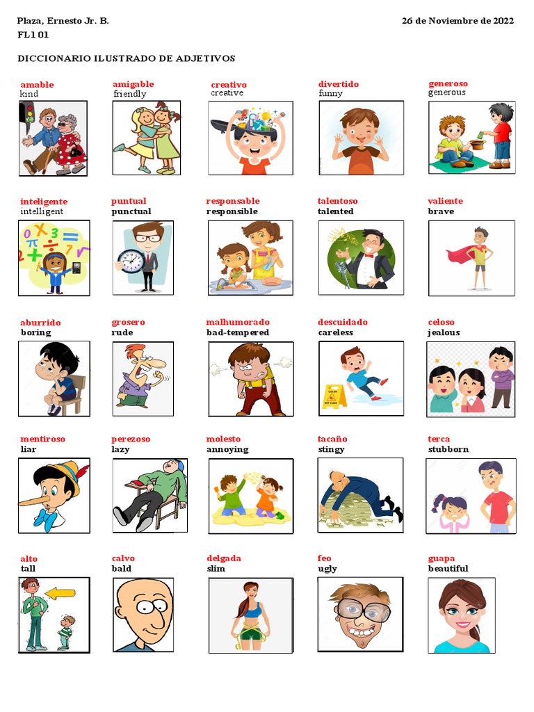 Plaza FL1 01 Adjectives Picture Dictionary | PDF