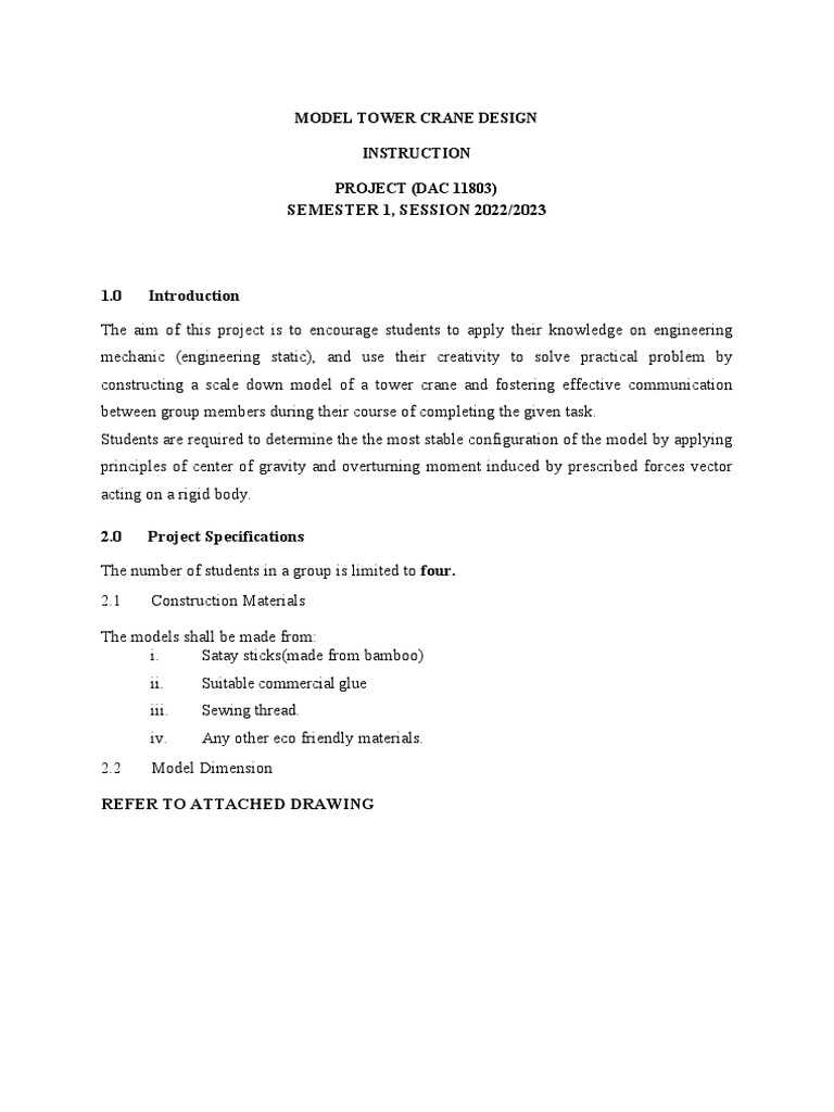 Instructionclasscraneproject Dac11803 Release | PDF | Crane (Machine) | Mechanical Engineering