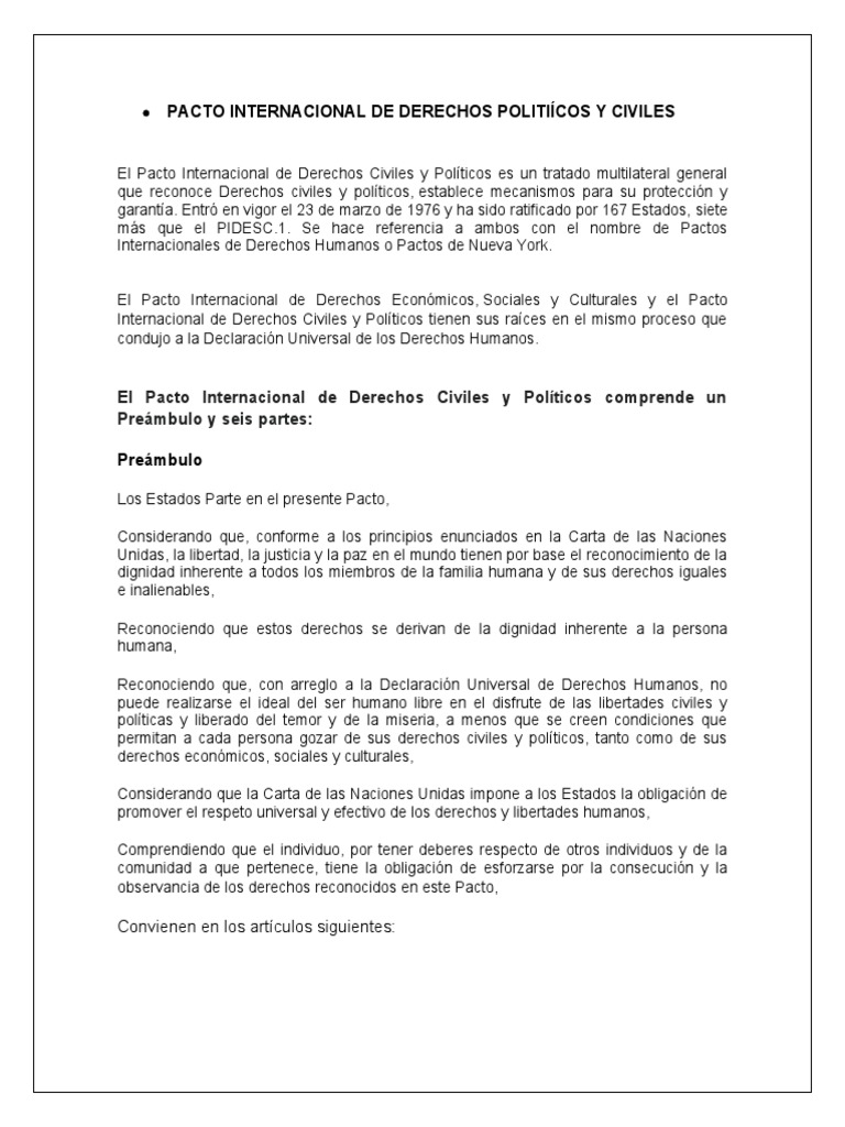 El Pacto Internacional de Derechos Civiles y Políticos: un tratado ... El Pacto Internacional de Derechos Civiles y Políticos: un tratado ...