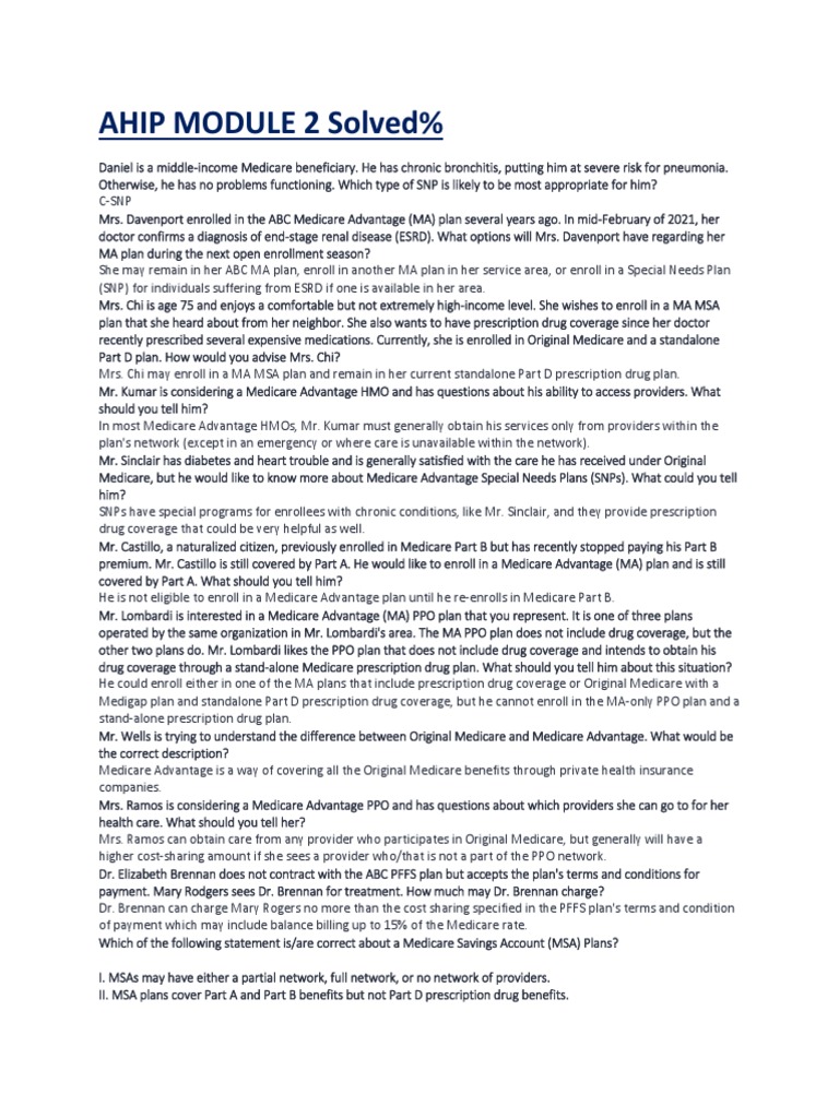 Ahip Module 2 (Solved%) | PDF | Medicare (United States) | Medicare Part D Ahip Module 2 (Solved%) | PDF | Medicare (United States) | Medicare Part D