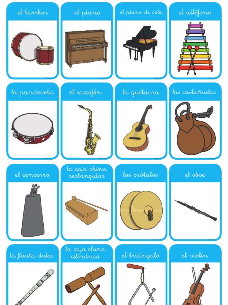 Los Instrumentos Musicales Tarjetas Educativas | PDF | Arte | Libros ...