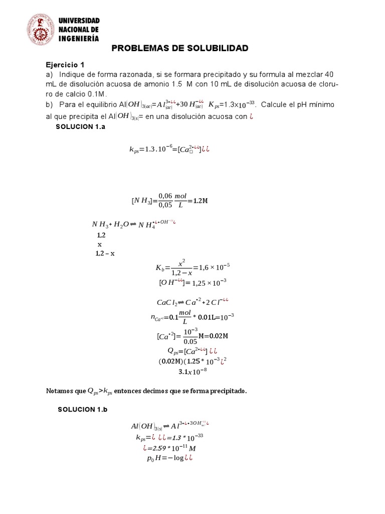 Clase 10 Ejercicios de Solubilidad | PDF | Solubilidad | Precipitación (Química)