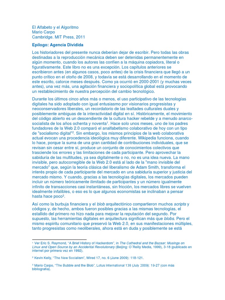 Carpo Mario - The Alphabet and The Algorithm Epilogue - Eng Spa | PDF ...