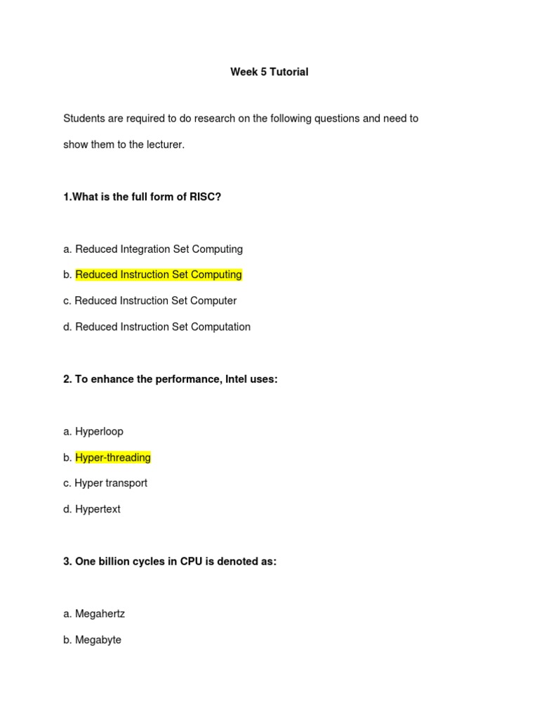 Understanding CPU Concepts and Instruction Sets: A Tutorial on Key Topics for Computer Science ...