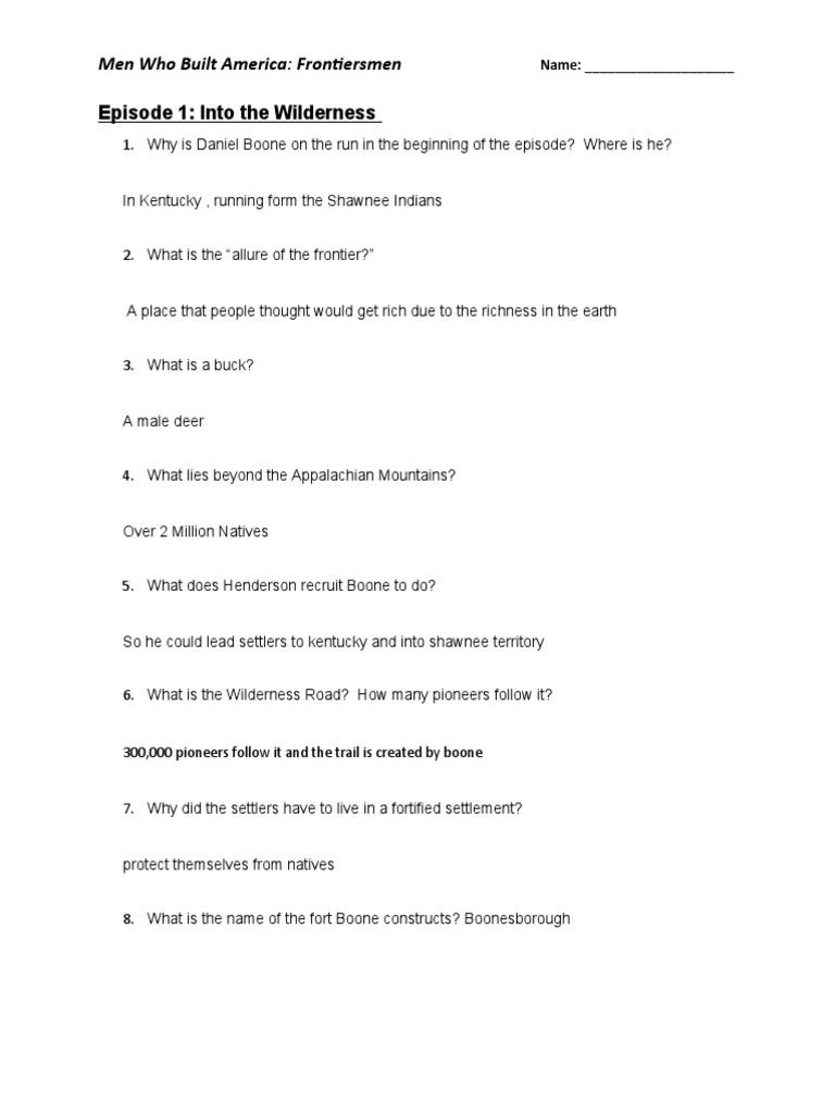MWBA +frontiersman+ +Viewing+Guide | PDF | Daniel Boone | Tecumseh