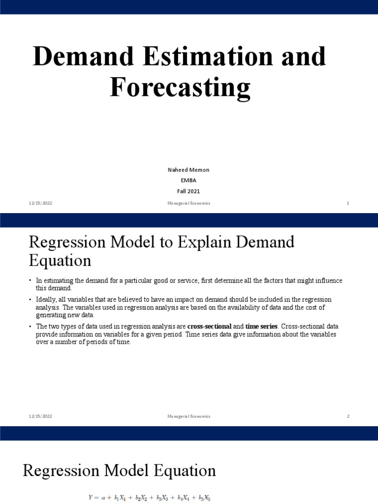 Demand Forecasting - Lecture 5 | PDF | Forecasting | Regression Analysis Demand Forecasting - Lecture 5 | PDF | Forecasting | Regression Analysis