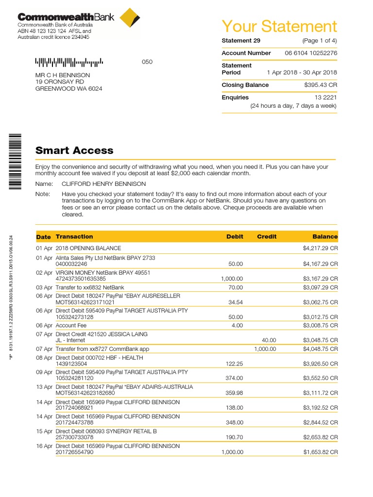 Сommonwealth AU Unsec | PDF | Debit Card | Pay Pal