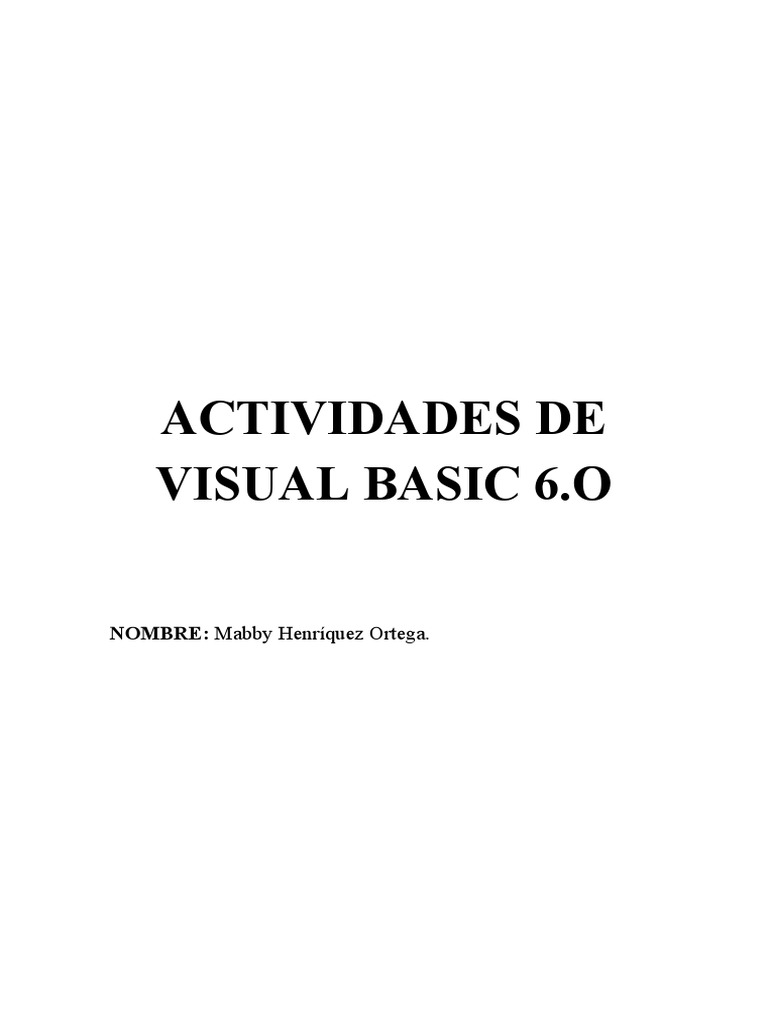 Actividades De Visual Basic 60 Pdf Factura Programación De 8051