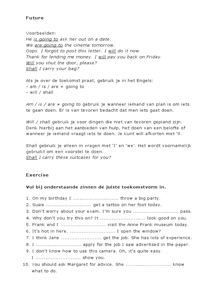 Future Explanation and Exercises | PDF