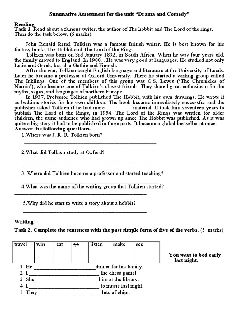 Summative Assessment For The Unit 4 Grade 6 | PDF