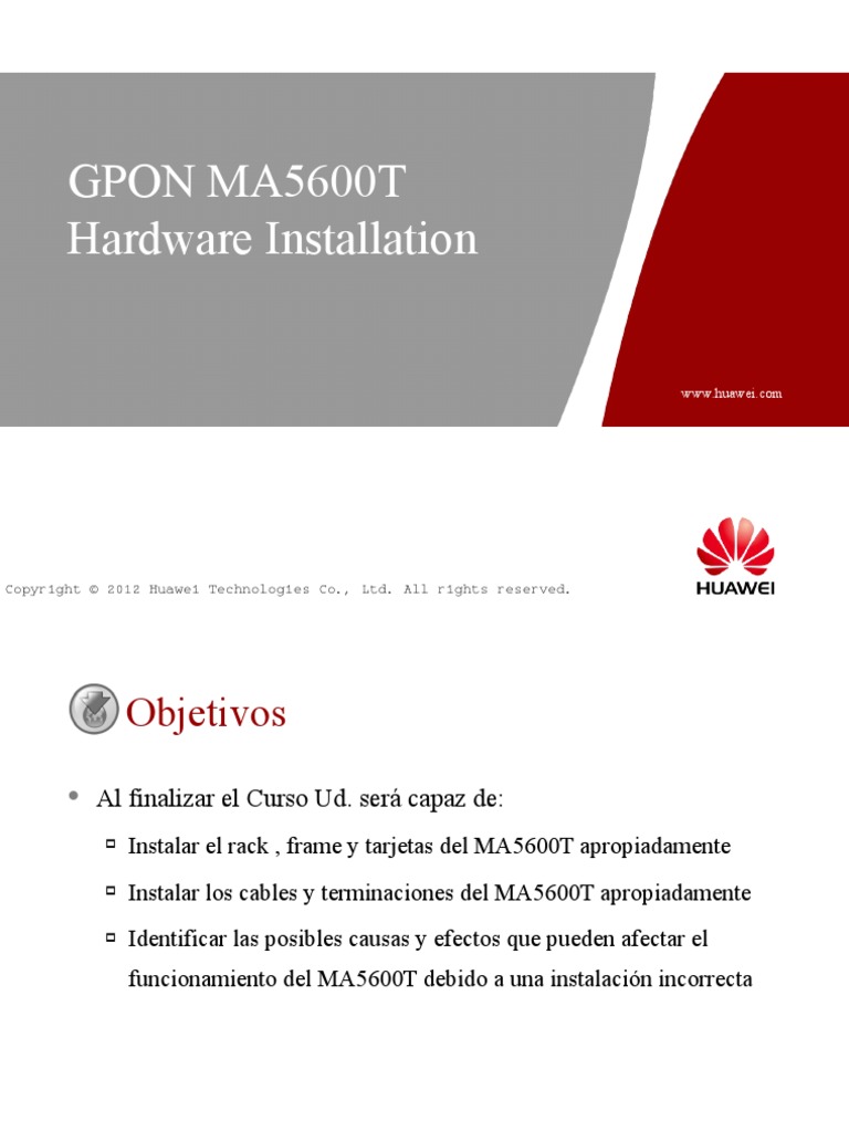 GPON MA5600T Hardware Installation Capacitación Cooperadores | PDF ...