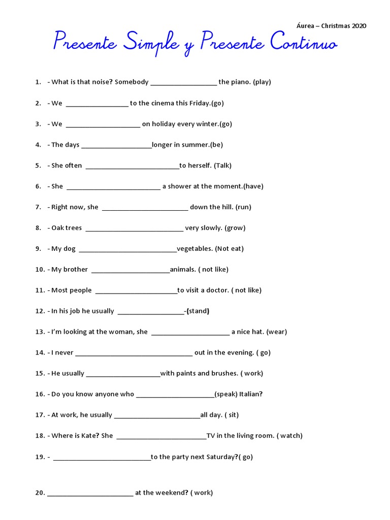 Presente Simple y Presente Continuo | PDF