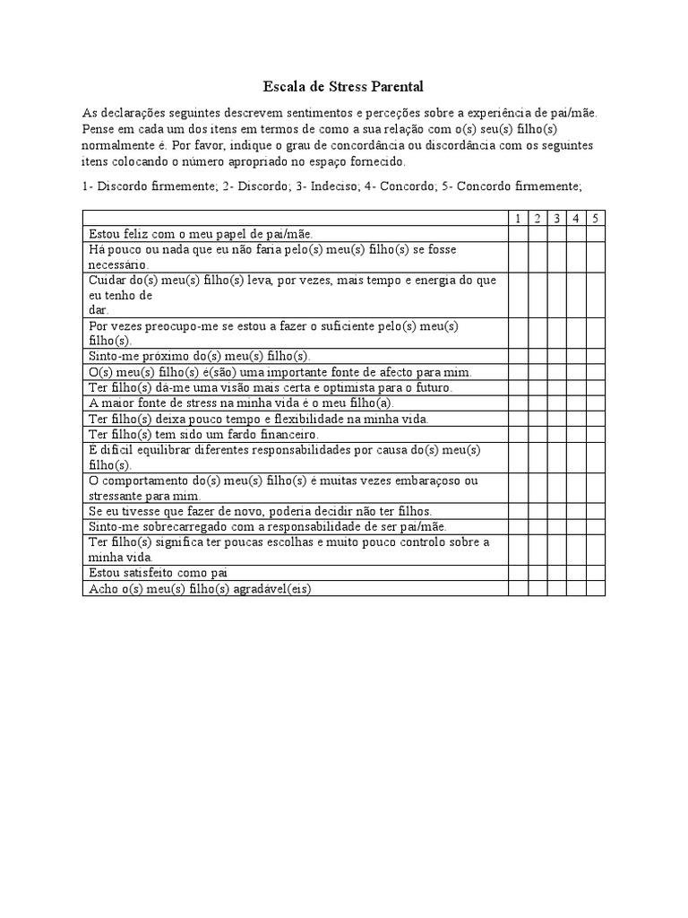 Escala de Stress Parental | PDF