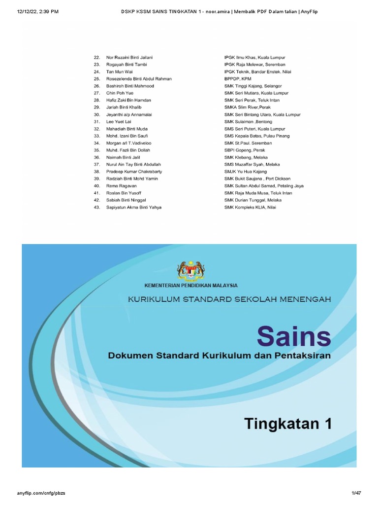 DSKP KSSM Sains Tingkatan 1 | PDF