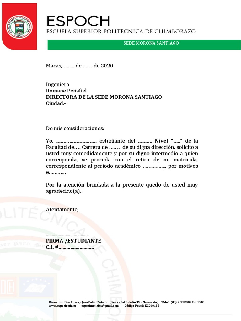 Oficio para Solicita Retiro de Asignaturas | PDF