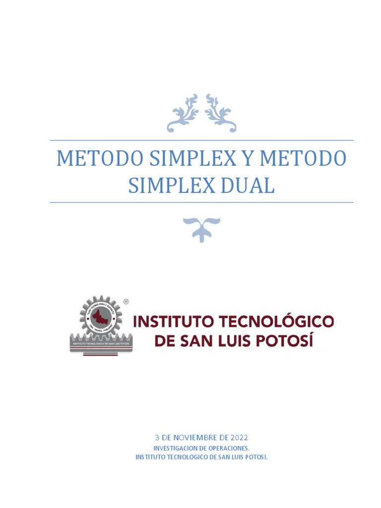 Metodo Simplex y Dual Simplex. | PDF | Matemáticas Aplicadas | Análisis matemático