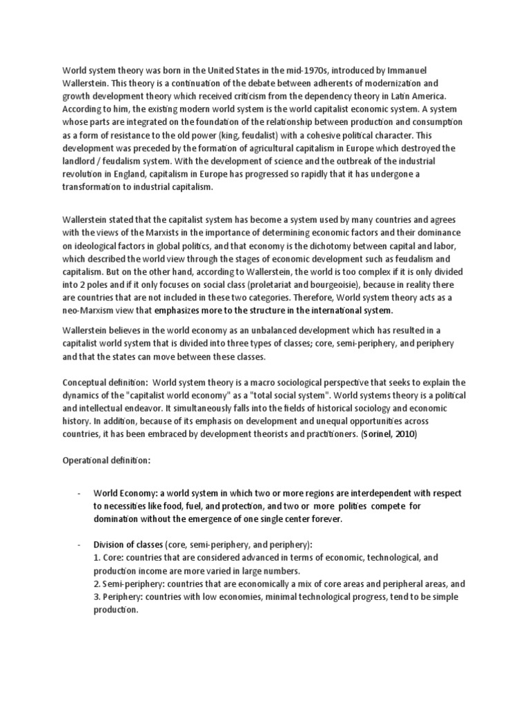 World System Theory | PDF | World Systems Theory | Capitalism