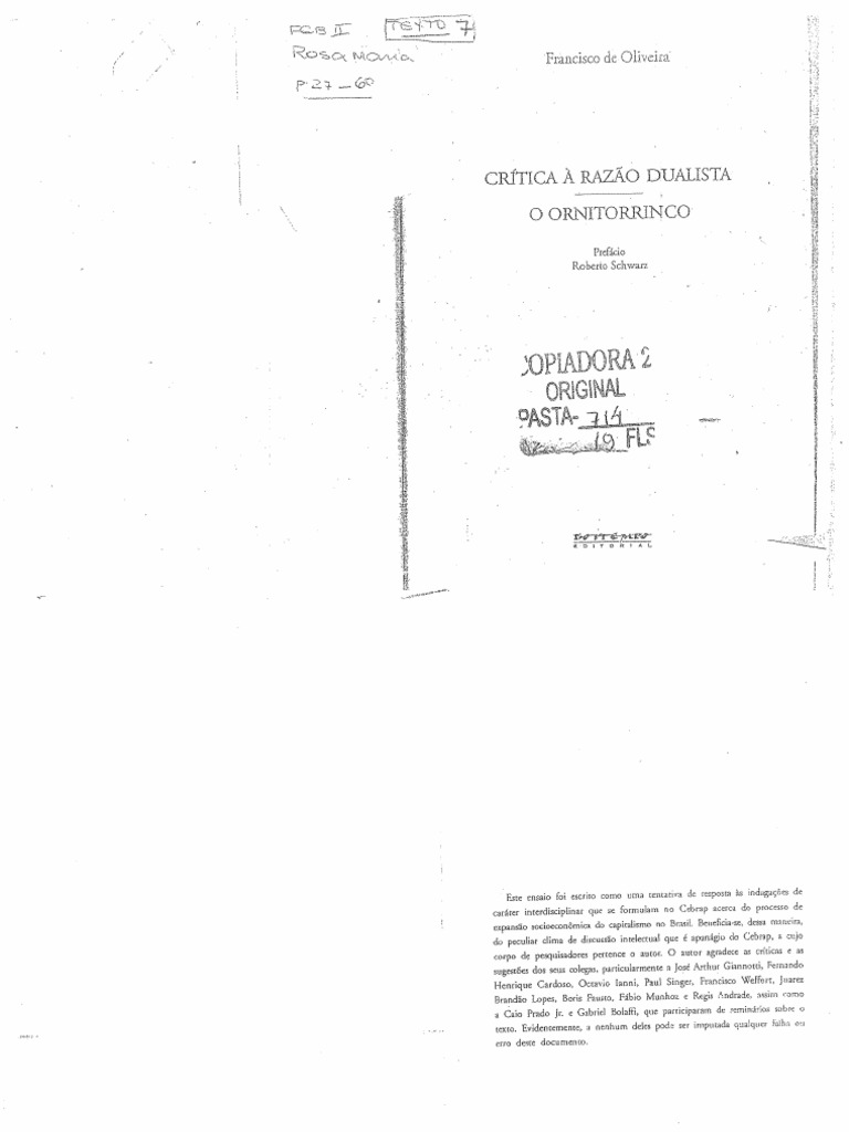 Oliveira - Critica A Razao Dualista | PDF Oliveira - Critica A Razao Dualista | PDF