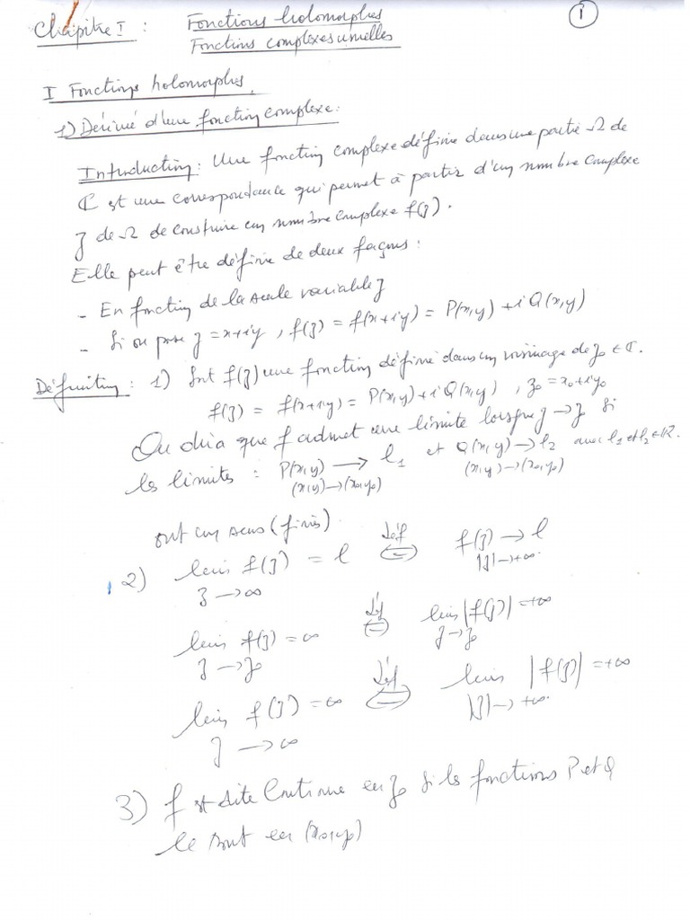 Analyse Complexe - Chapitre 1 - 2AP2 | PDF