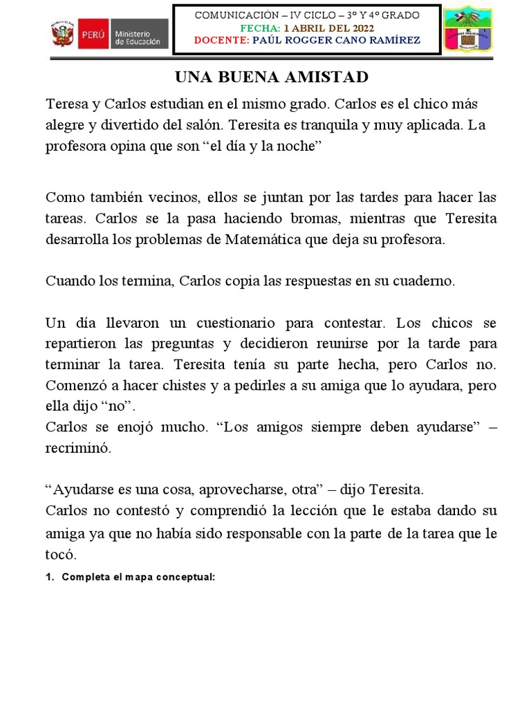 Reflexiones sobre la amistad escolar | PDF