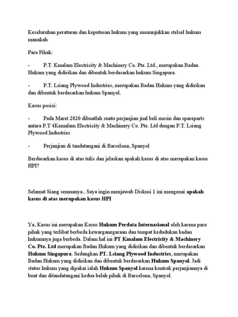 Kasus Hukum Perdata Internasional | PDF