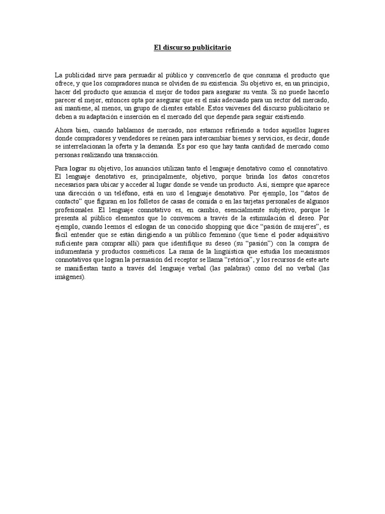 El Discurso Publicitario | PDF