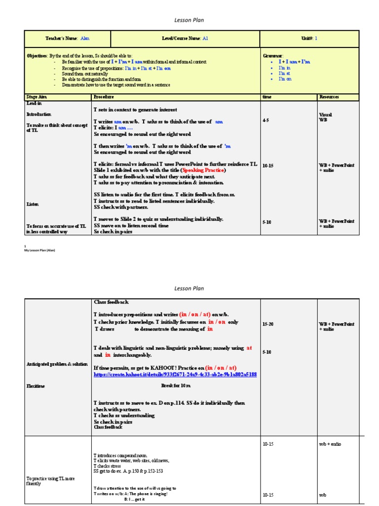 My Lesson Plan | PDF | Linguistics | Cognitive Psychology
