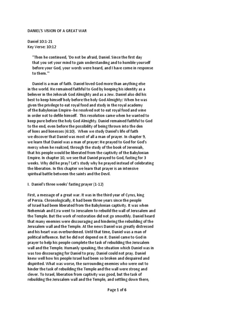 Daniel's Vision of Spiritual Warfare | PDF | Daniel (Biblical Figure ...