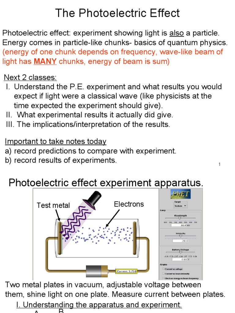 Photoelectric Effect Experiment Overview | PDF | Photoelectric Effect ...