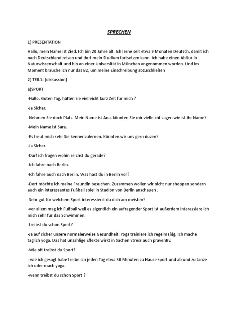 Sprechen Osd b2 | PDF