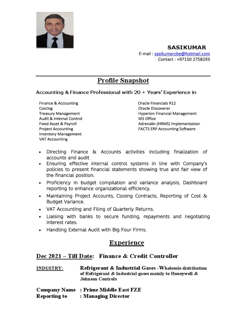 Resume - Sasi Kumar | PDF | Accounting | Banks
