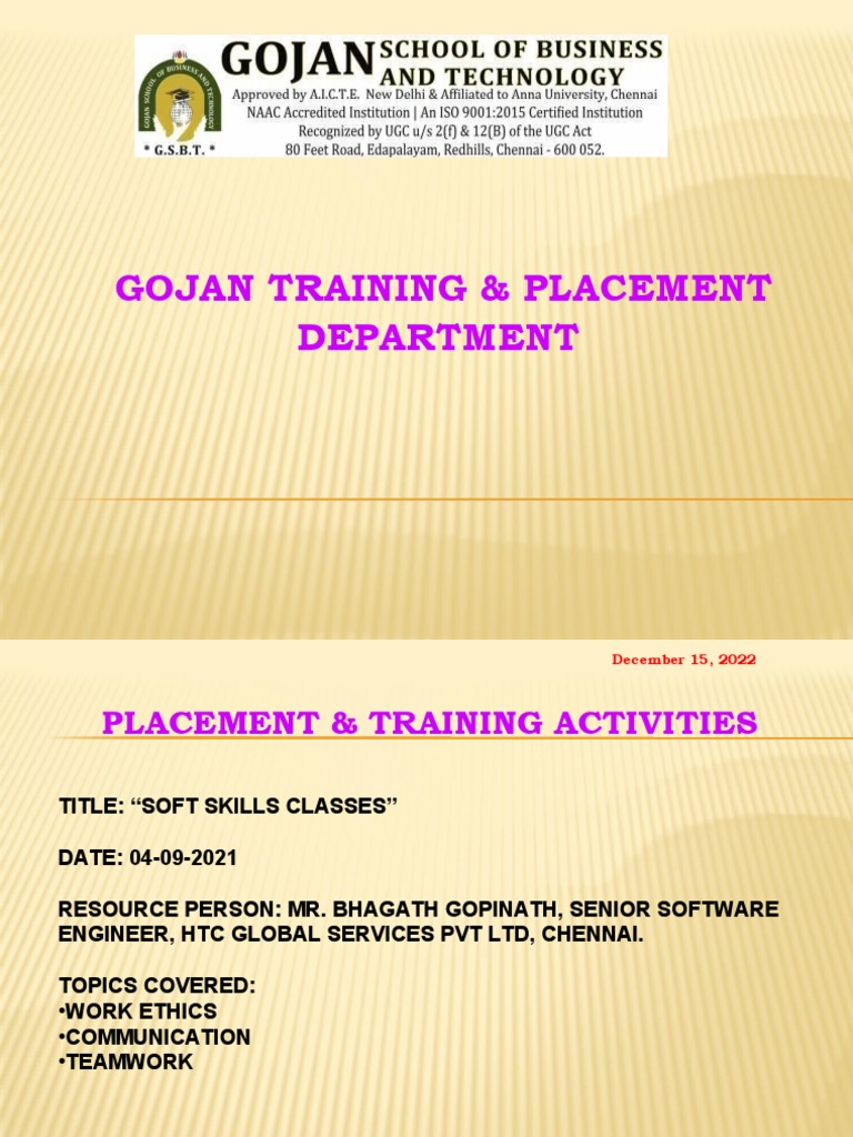 Gojan Training & Placement | PDF | Cognition | Behavior Modification