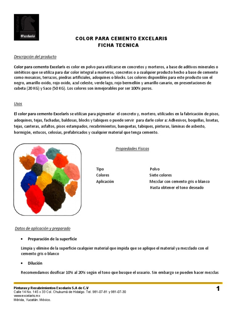 Colores para cemento: Características y usos del pigmento Excelaris ...