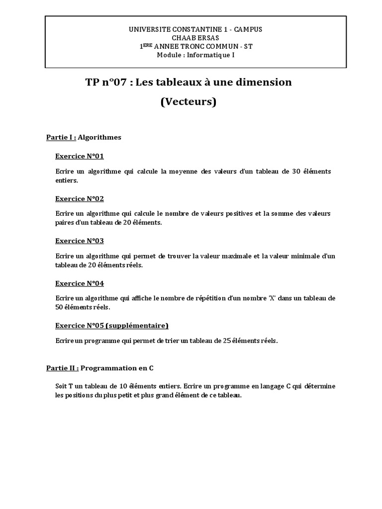 TP07 Info | PDF | Méthodes et références pédagogiques