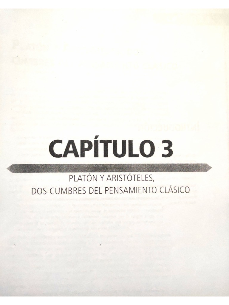 Capitulo 3 (Platón y Aristóteles, Dos Cumbres Del Pensamiento Clásico) | PDF