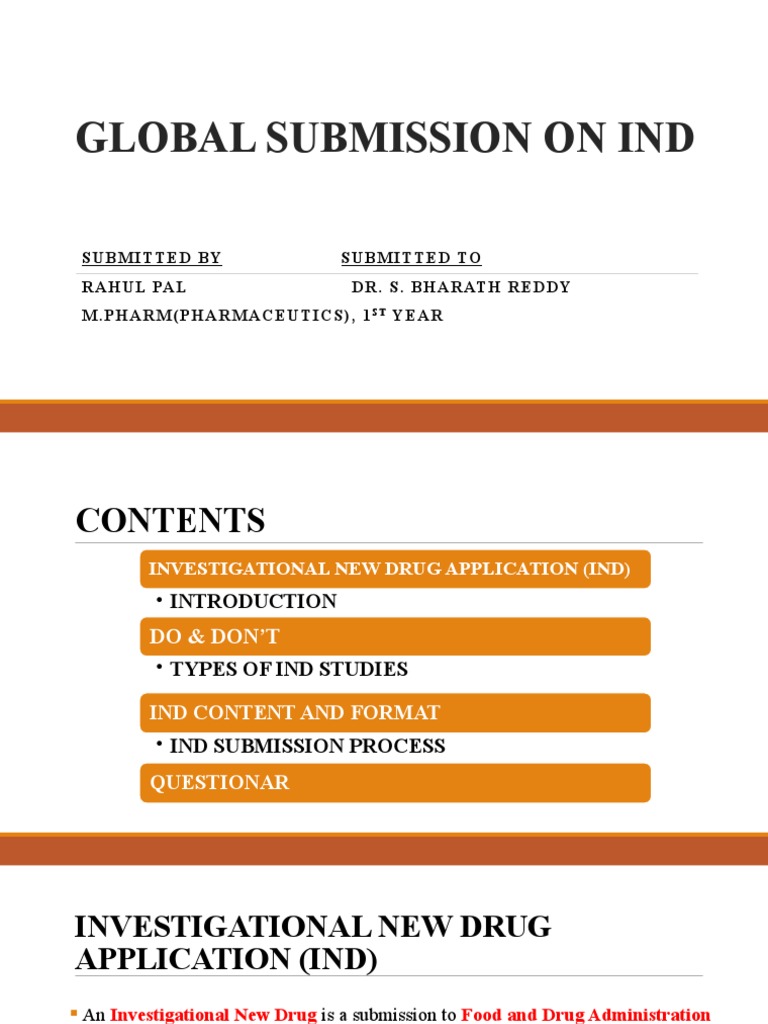 Global IND Submission Process Overview | PDF | Clinical Trial | Food ...