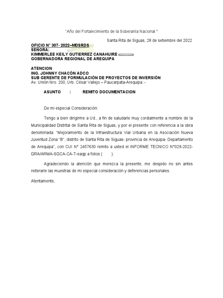 Oficio - Remito Documentacion | PDF