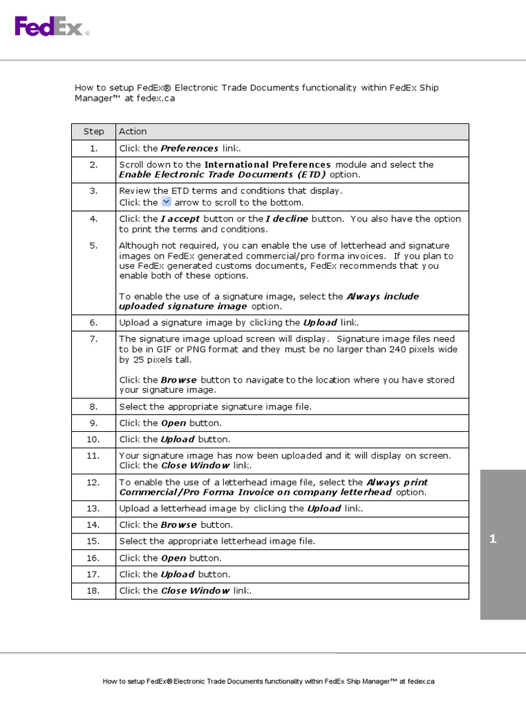 Setup FedEx ETD in Ship Manager | PDF | Pro Forma | System Software